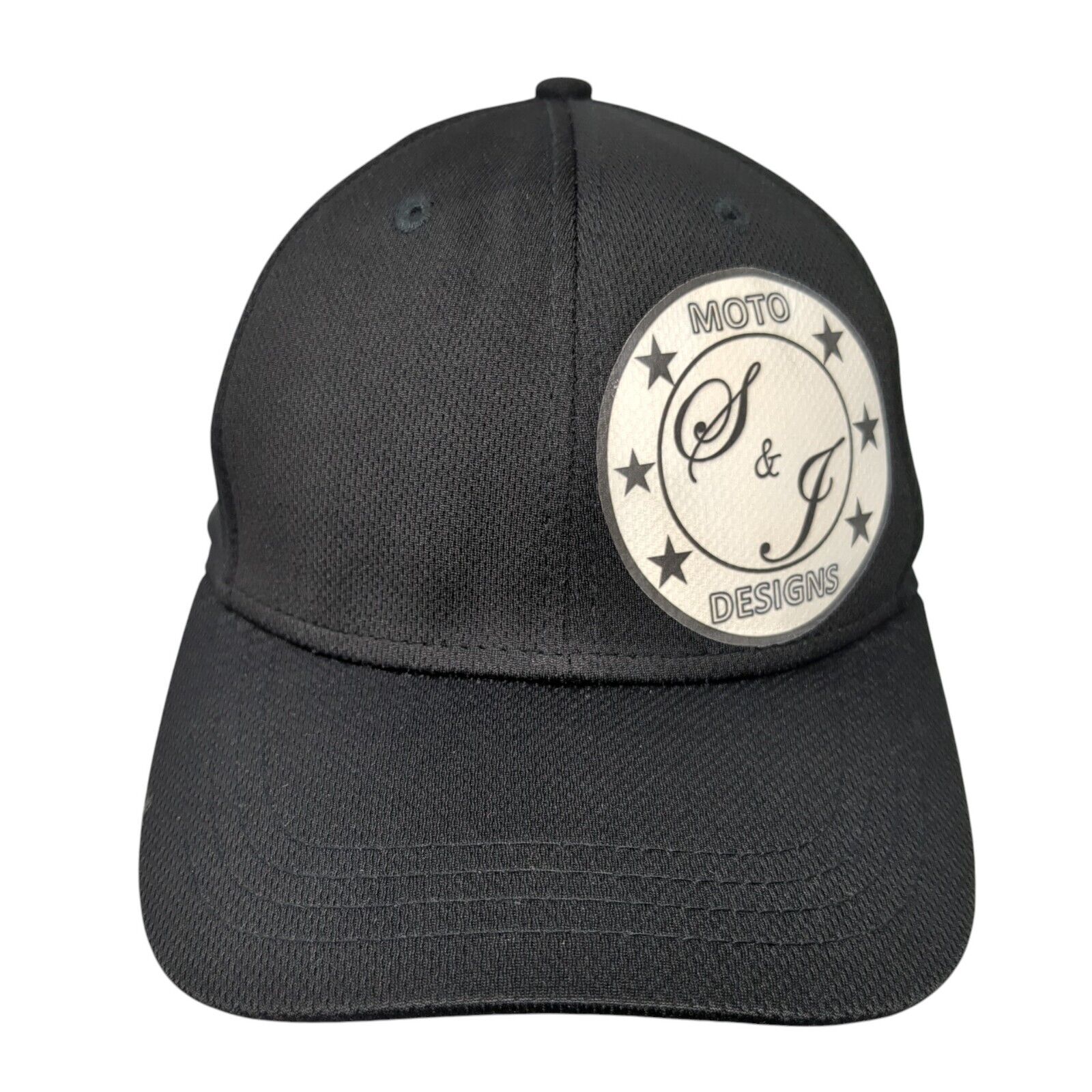 Moto Designs Fitted Hat Black S/M Stretch Solid 6 Panel Athletic Works – Hat Authority