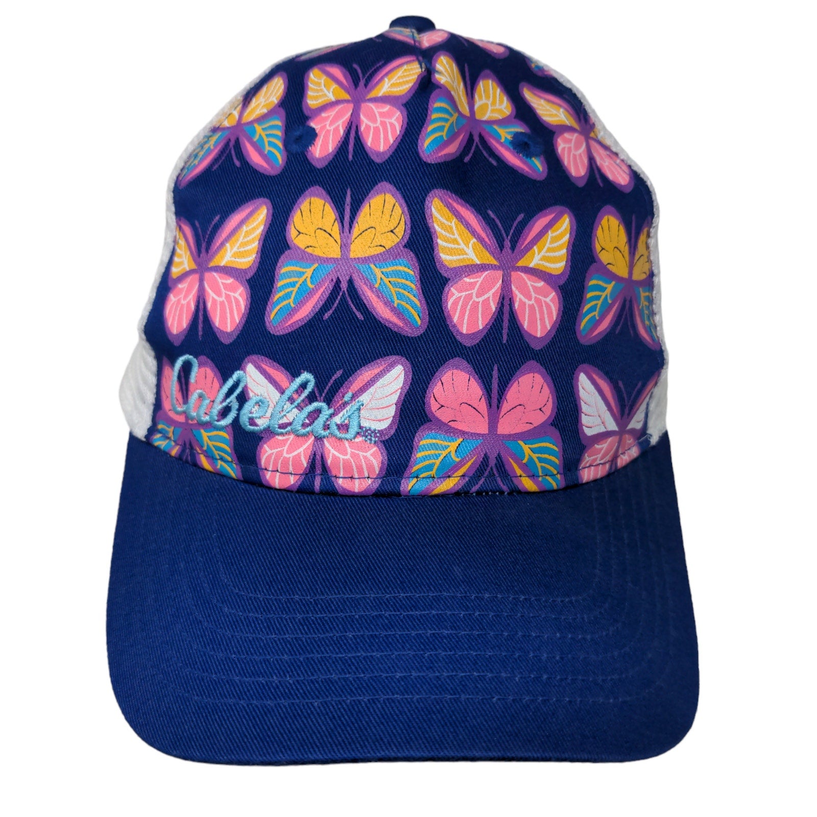 Cabela's Girls Snapback Mesh Back Hat Blue White Adjustable Butterfly ...