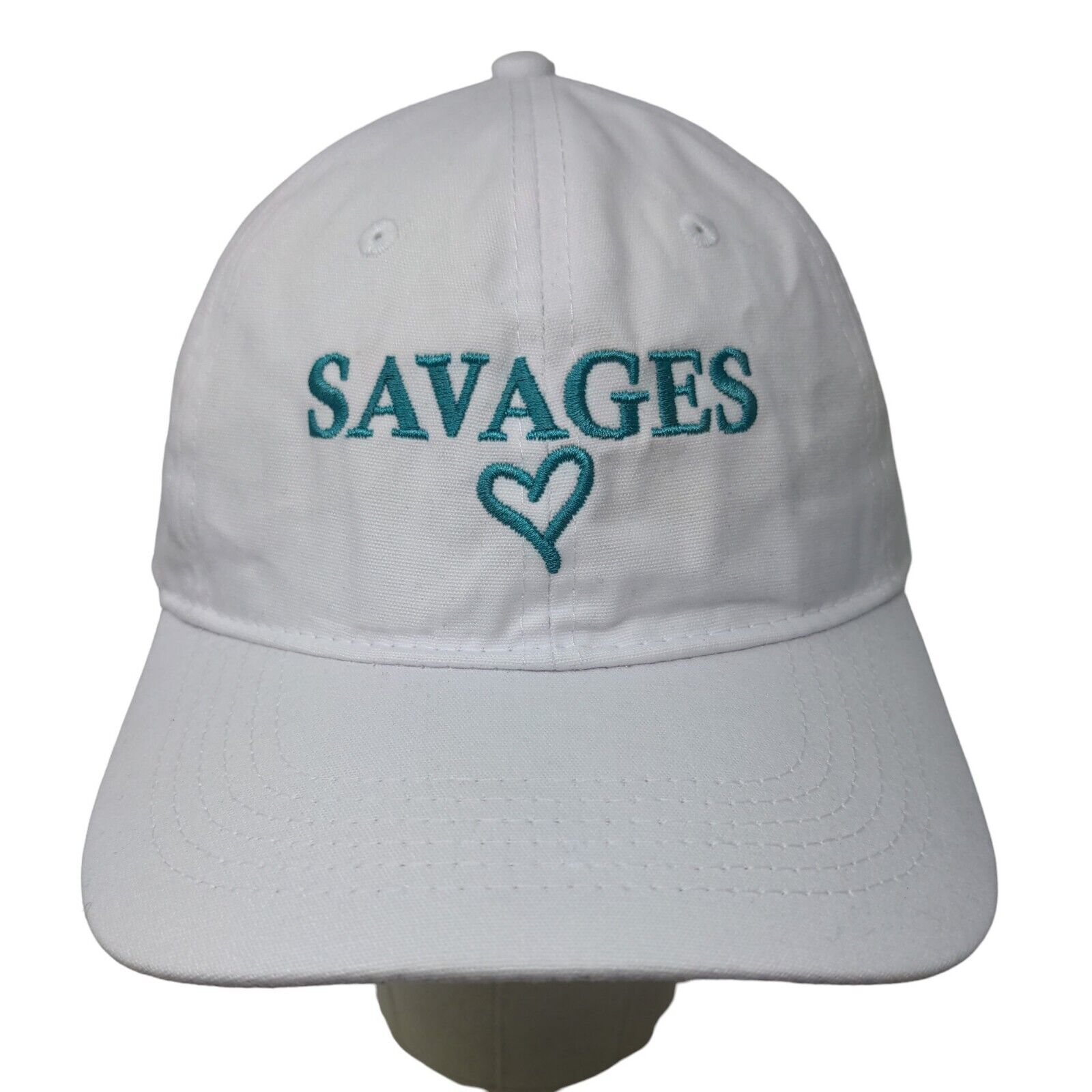 Port & Company Men's Strapback Hat White Embroidered Savages Heart Log ...