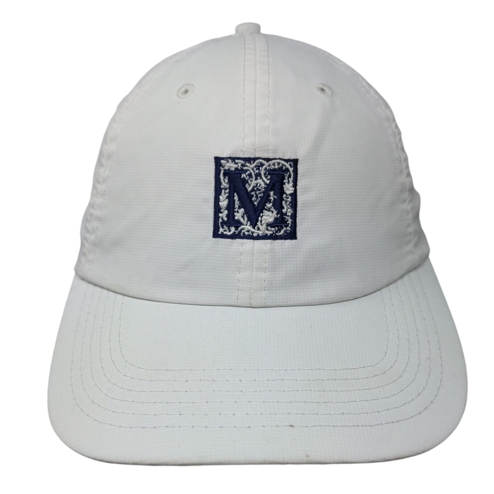 Letter M Strapback Hat White Small Embroidered Adjustable Imperial ...
