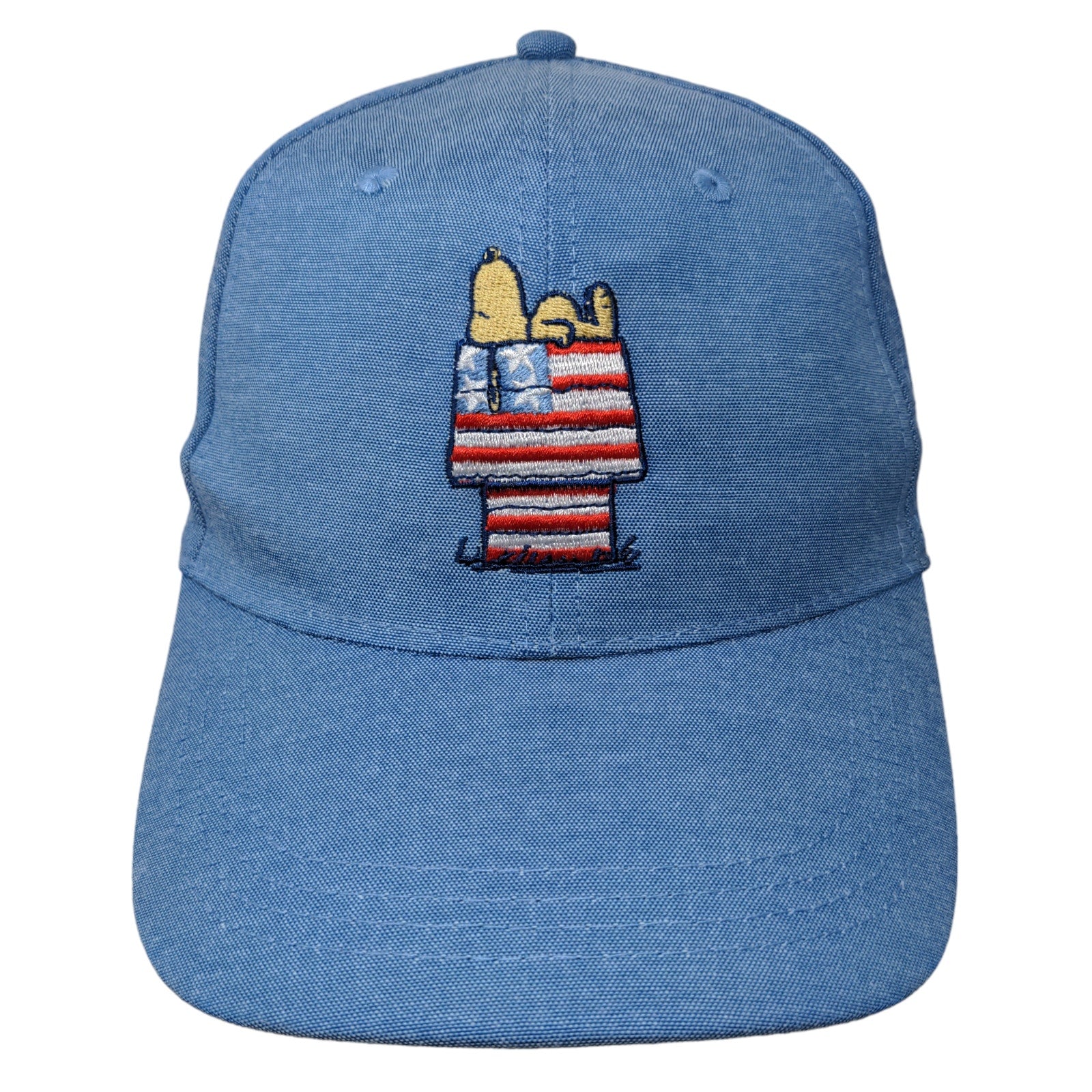 Peanuts Men's Strapback Hat Blue OSFM Embroidered Patriotic Logo Snoop ...